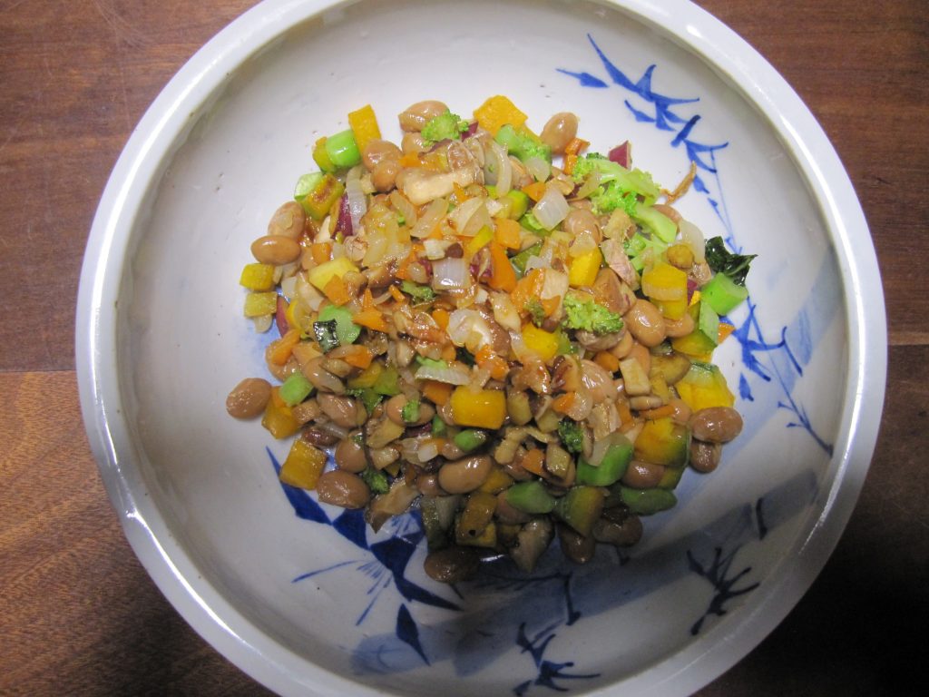 Natto Recipe: Stir Fried Minced Vegetables with Natto | The Ikigai Diet